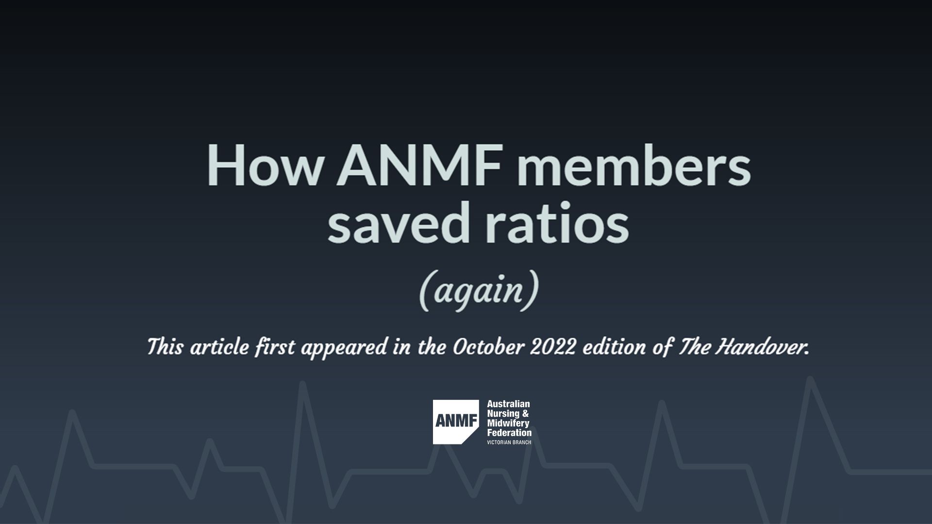 How ANMF members saved ratios (again)
